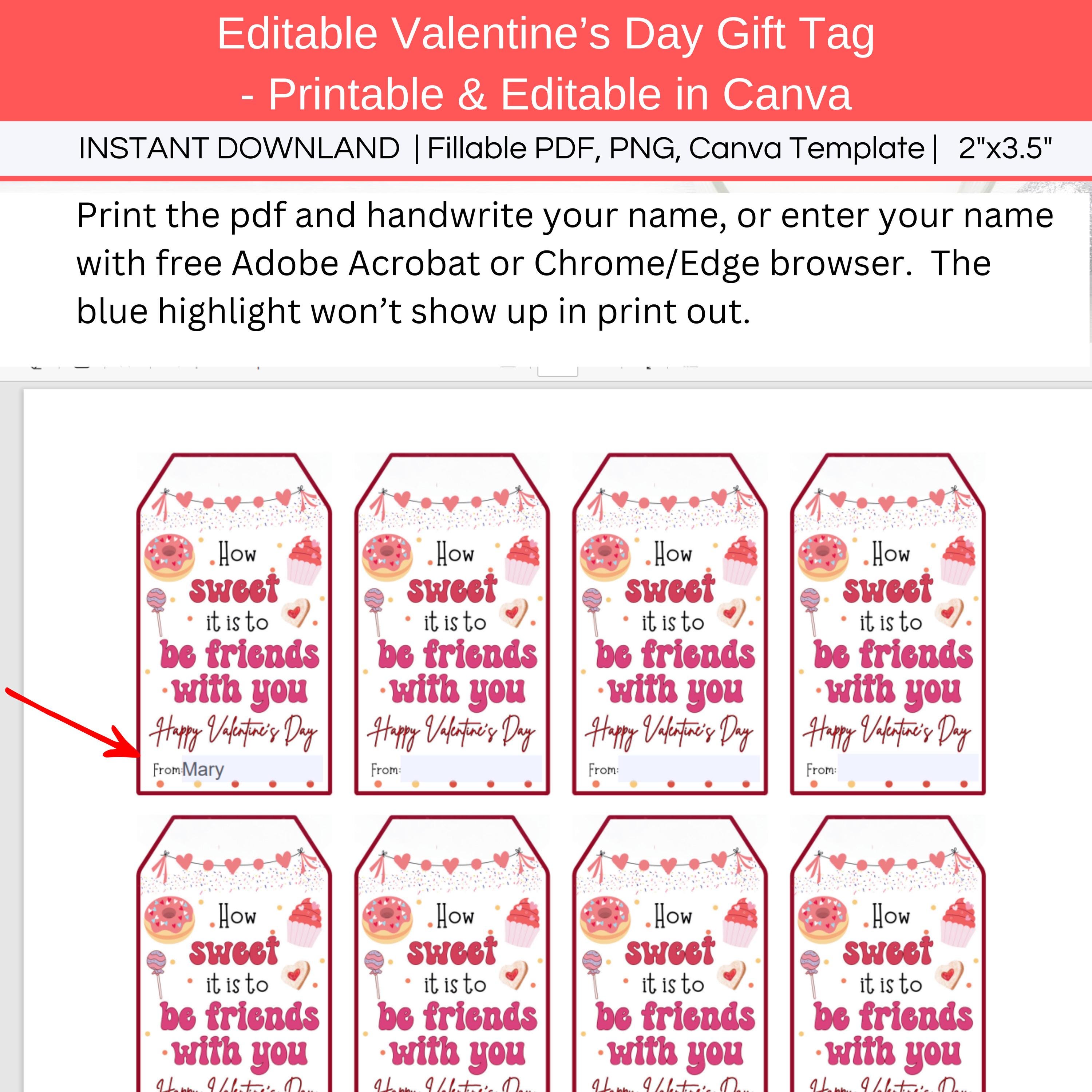 How Sweet It is to Be Friends With You Printable Valentine Gift Tags ...