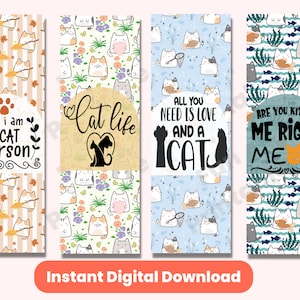 12 Printable Bookmarks Cats Theme With Funny Cat Quotes, Printable ...