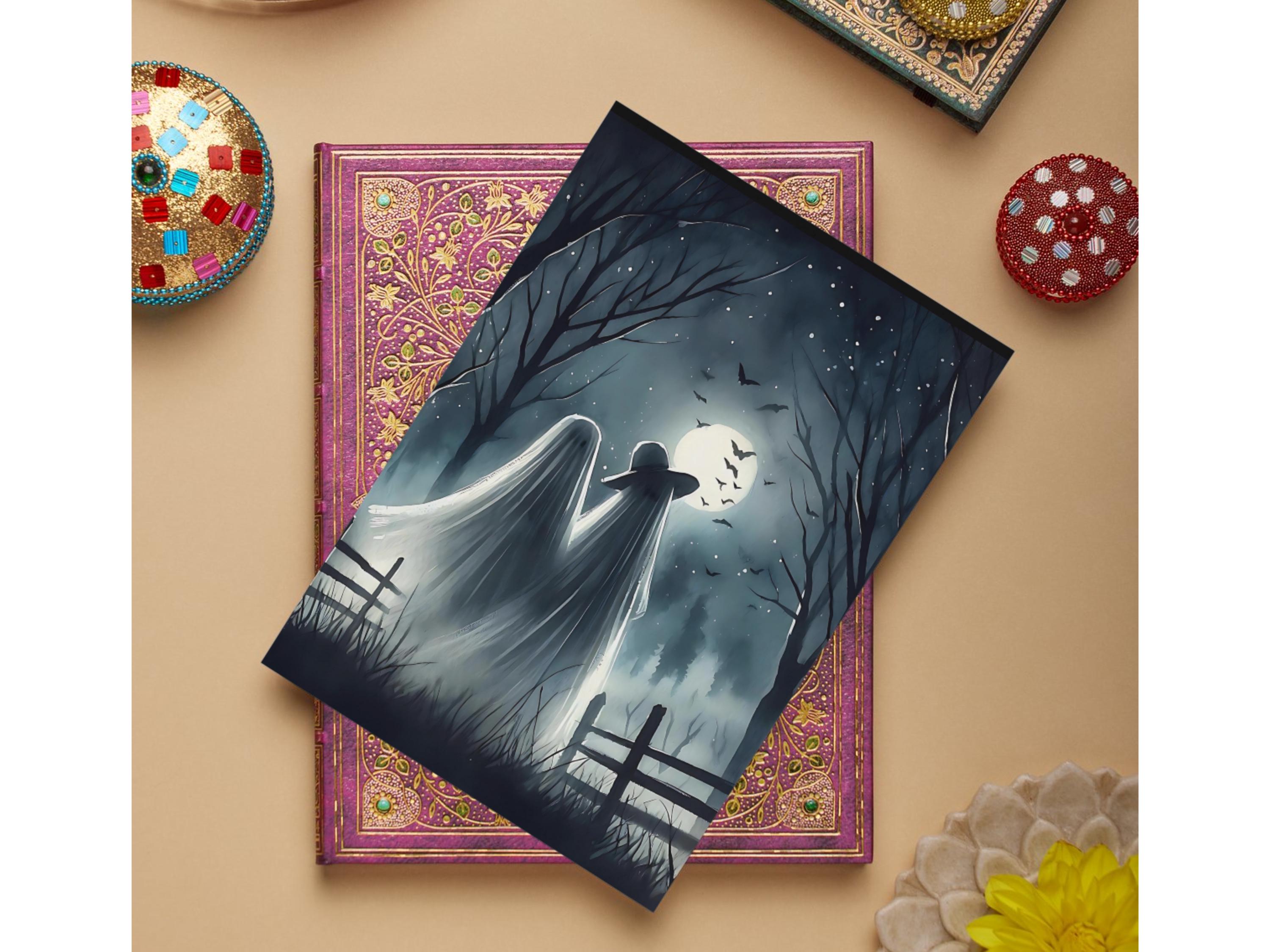 Ghost Couple in Dark Forest Halloween Wall Art Printable, Ghost Print ...