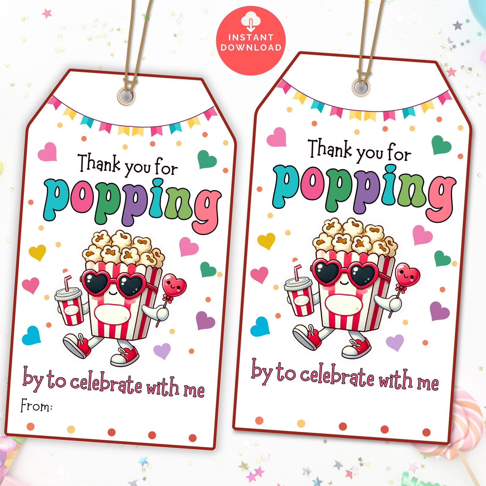 Thank You for Popping by Housewarming Party Favor Tag, Editable Kids ...