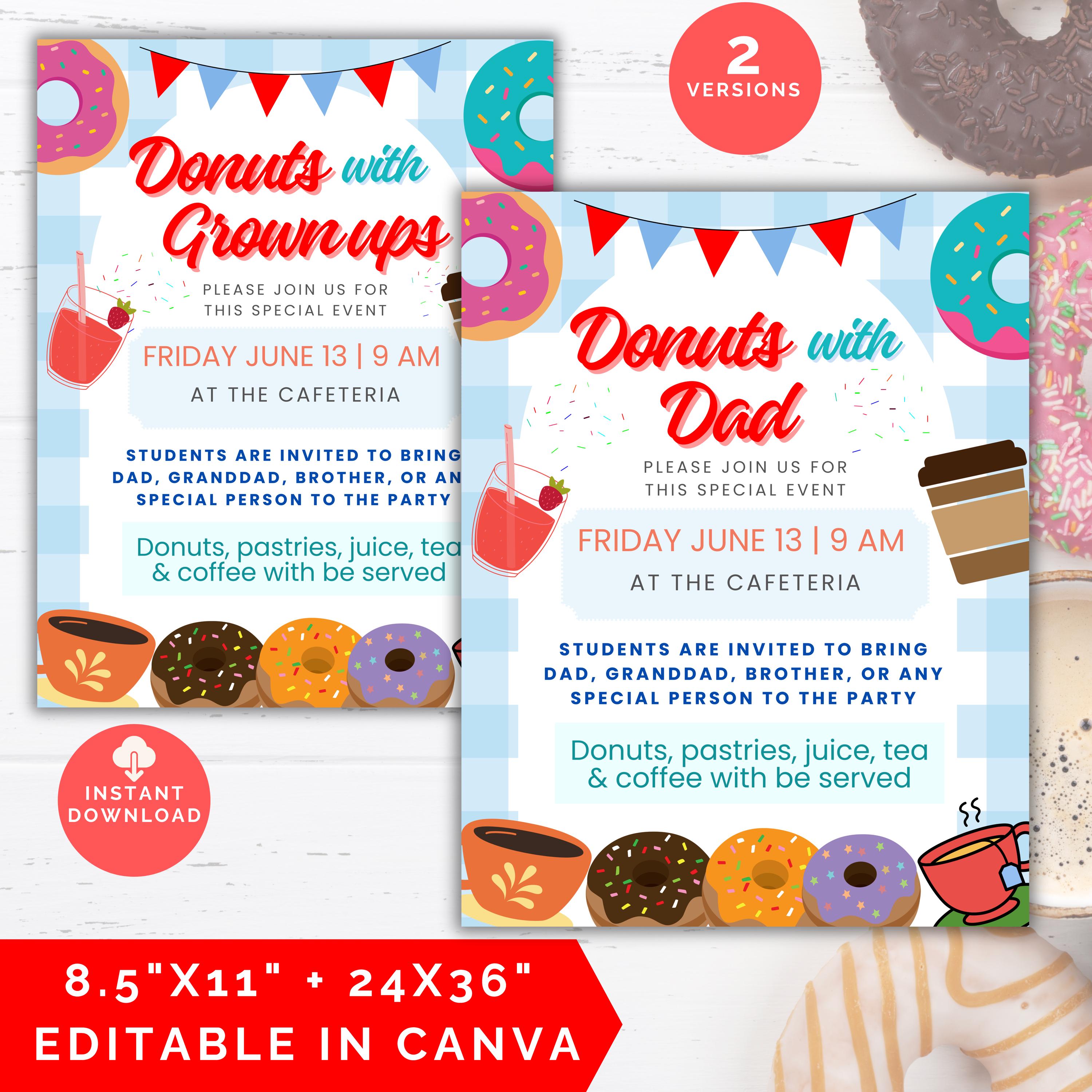 Donuts With Grownups Flyer, Donuts With Dad Flyers, Pastries With ...