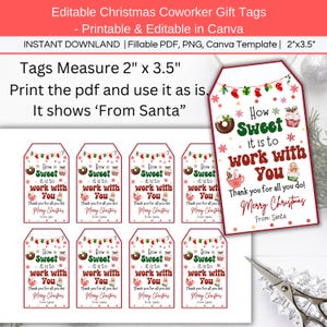 How Sweet It is to Work With You Christmas Gift Tag Printable, Holiday ...