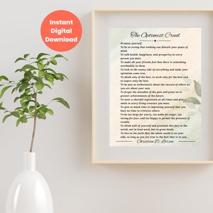 The Optimist Creed Promise Yourself by Christian D. Larson ...