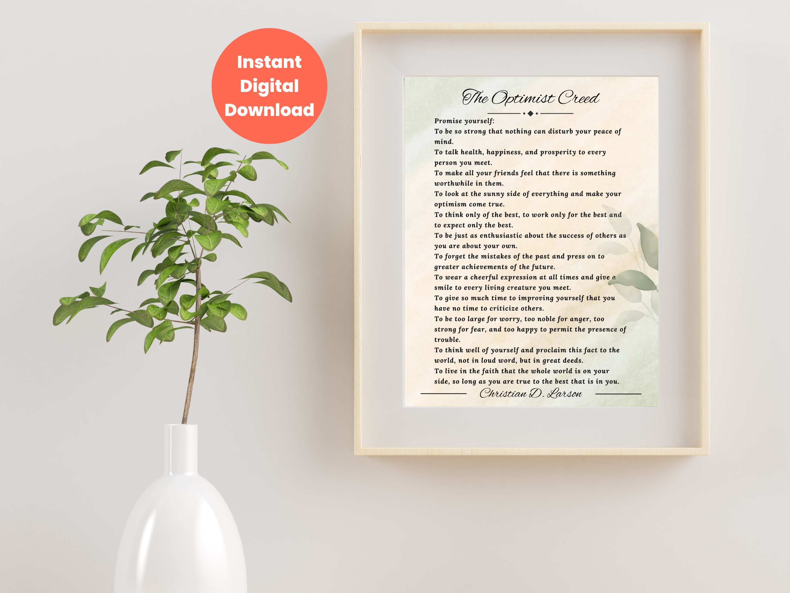 The Optimist Creed Promise Yourself by Christian D. Larson ...