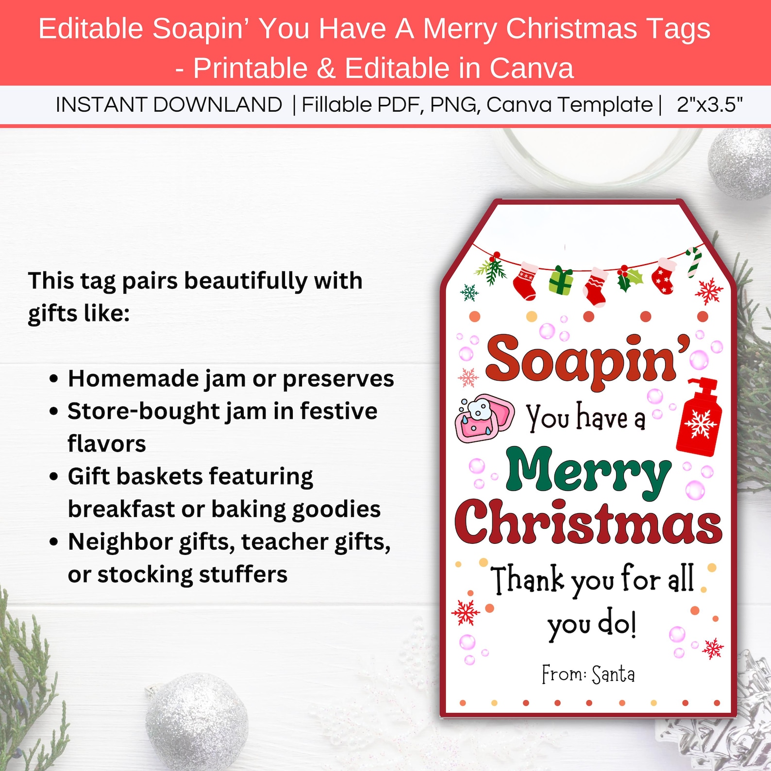 Soapin You Have a Merry Christmas Printable Gift Tag, Handmade Soap ...
