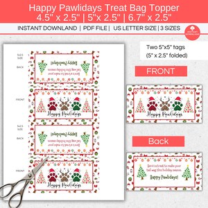 Happy Pawlidays Treat Bag Topper Printable, Happy Holidays Cookie Candy ...