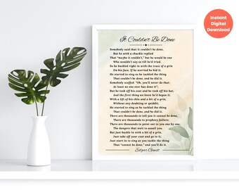 Edgar Albert Guest It Couldn't Be Done Poem Art Print - Etsy