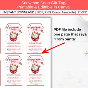 Snowman Soup Tag Printable, Snowman Soup Labels, Christmas Snowman ...
