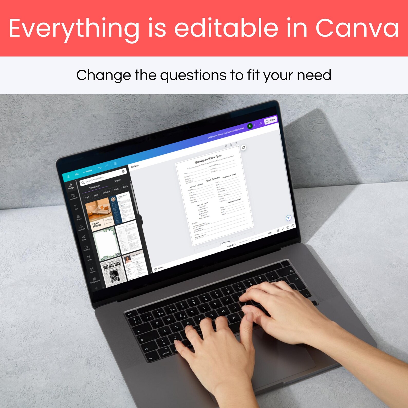 Getting to Know You Form for Employees Printable, Editable All About Me ...