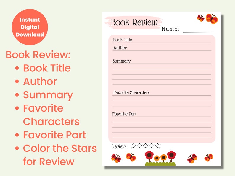 Reading Log Tracker for Kids Printable Reading Journal Book - Etsy