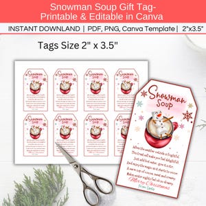 Snowman Soup Tag Printable, Snowman Soup Labels, Christmas Snowman ...