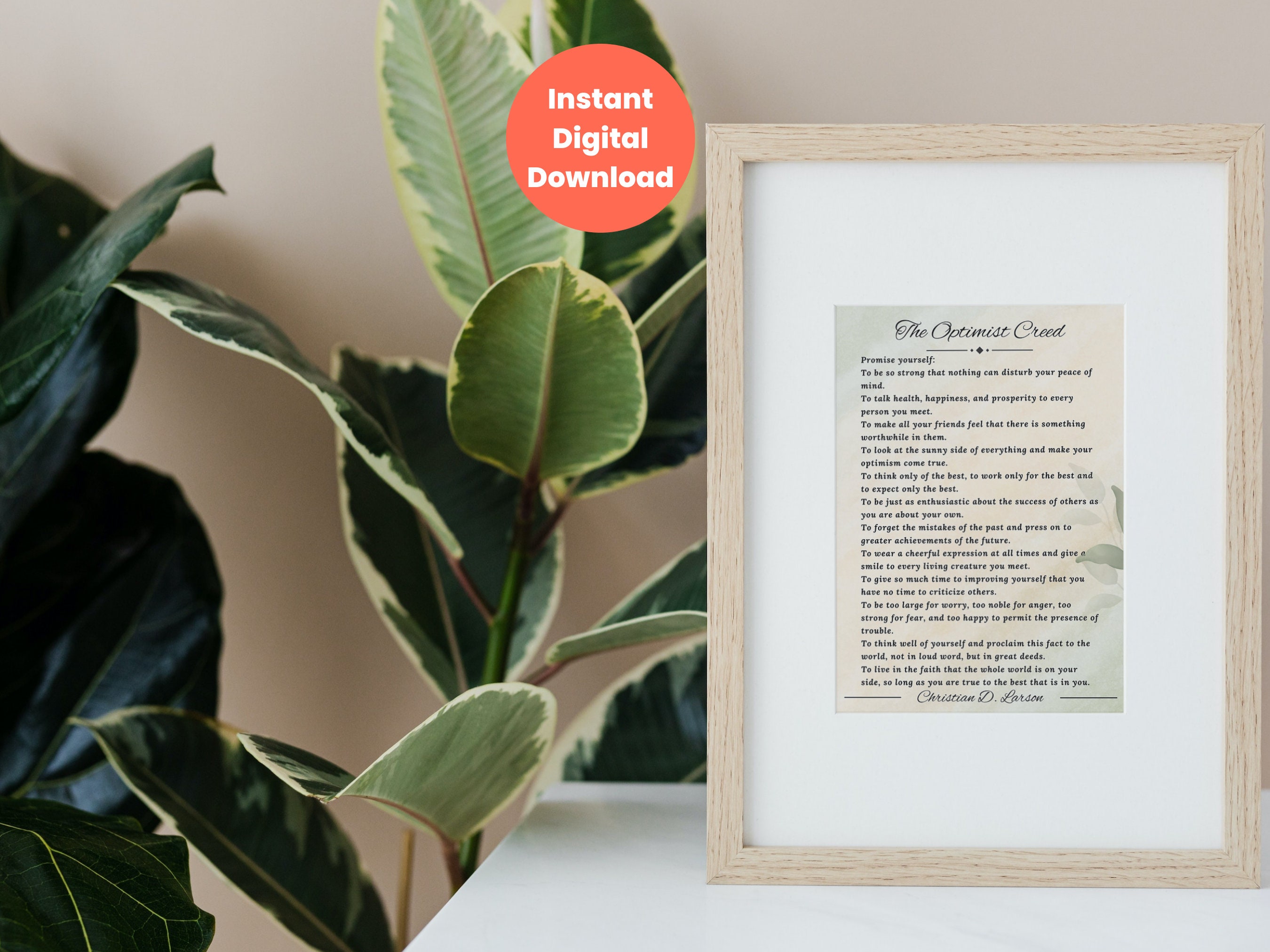 The Optimist Creed Promise Yourself by Christian D. Larson ...