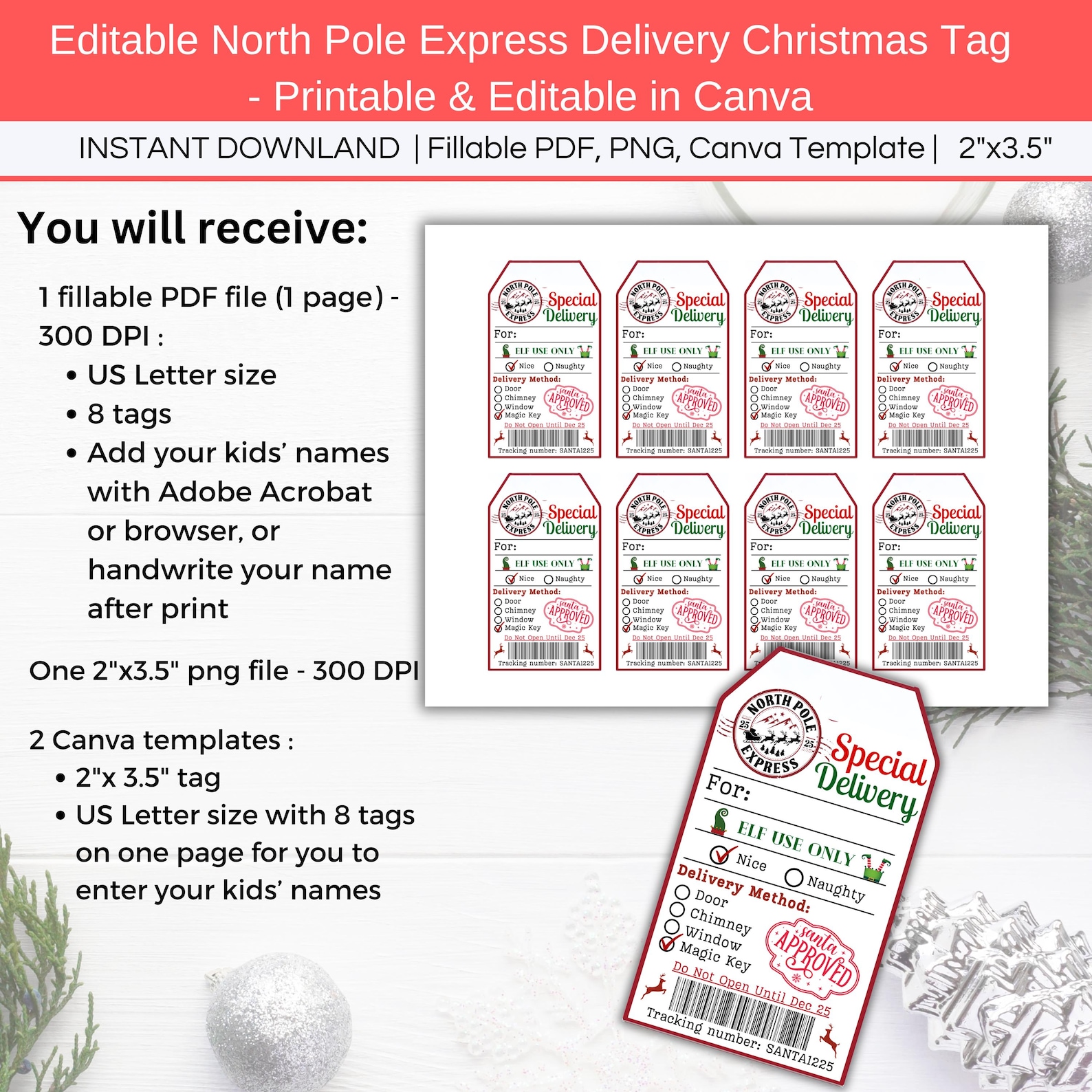 Editable North Pole Express Mail Special Delivery Christmas Gift Tag ...
