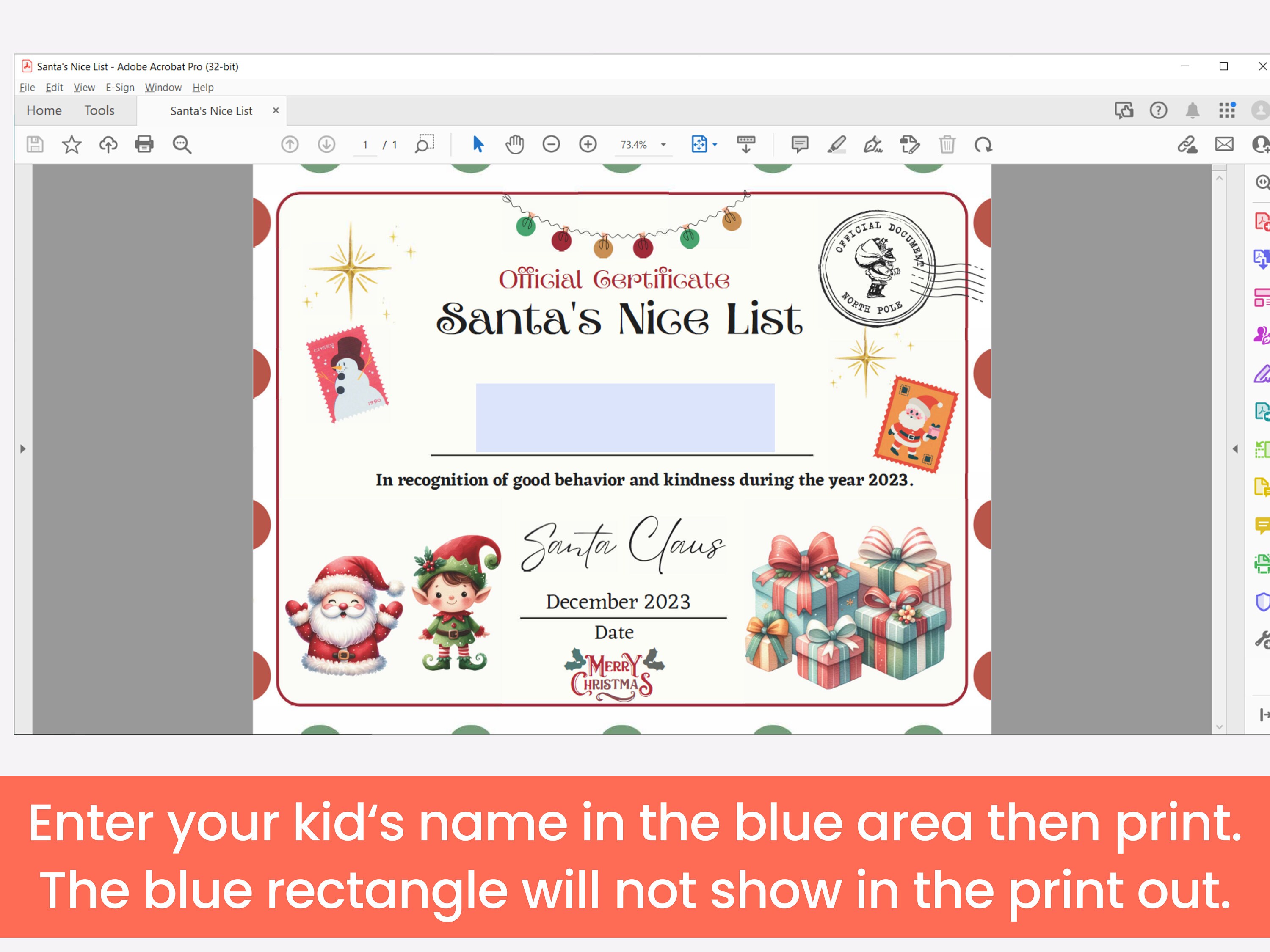 Nice List Certificate From Santa, Letter From Santa Elf, Santa's Nice ...