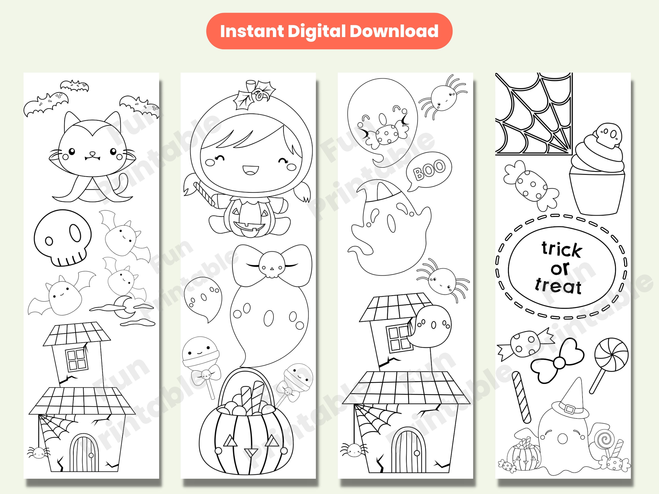 12 Printable Halloween Bookmarks for Kids to Color, Halloween Bookmarks ...