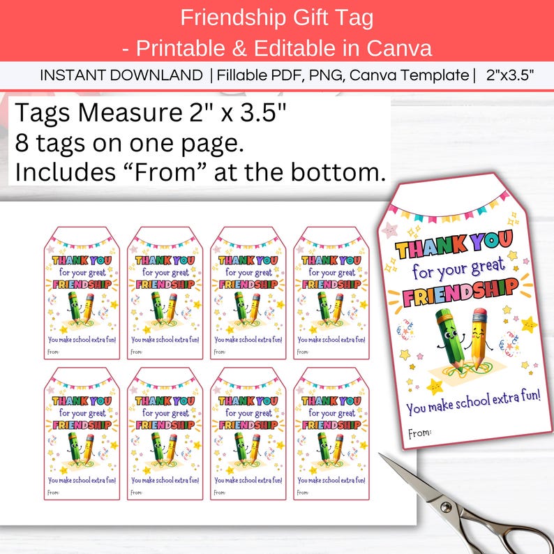 End of School Year Classmate Tags Printable, Editable Last Day of ...