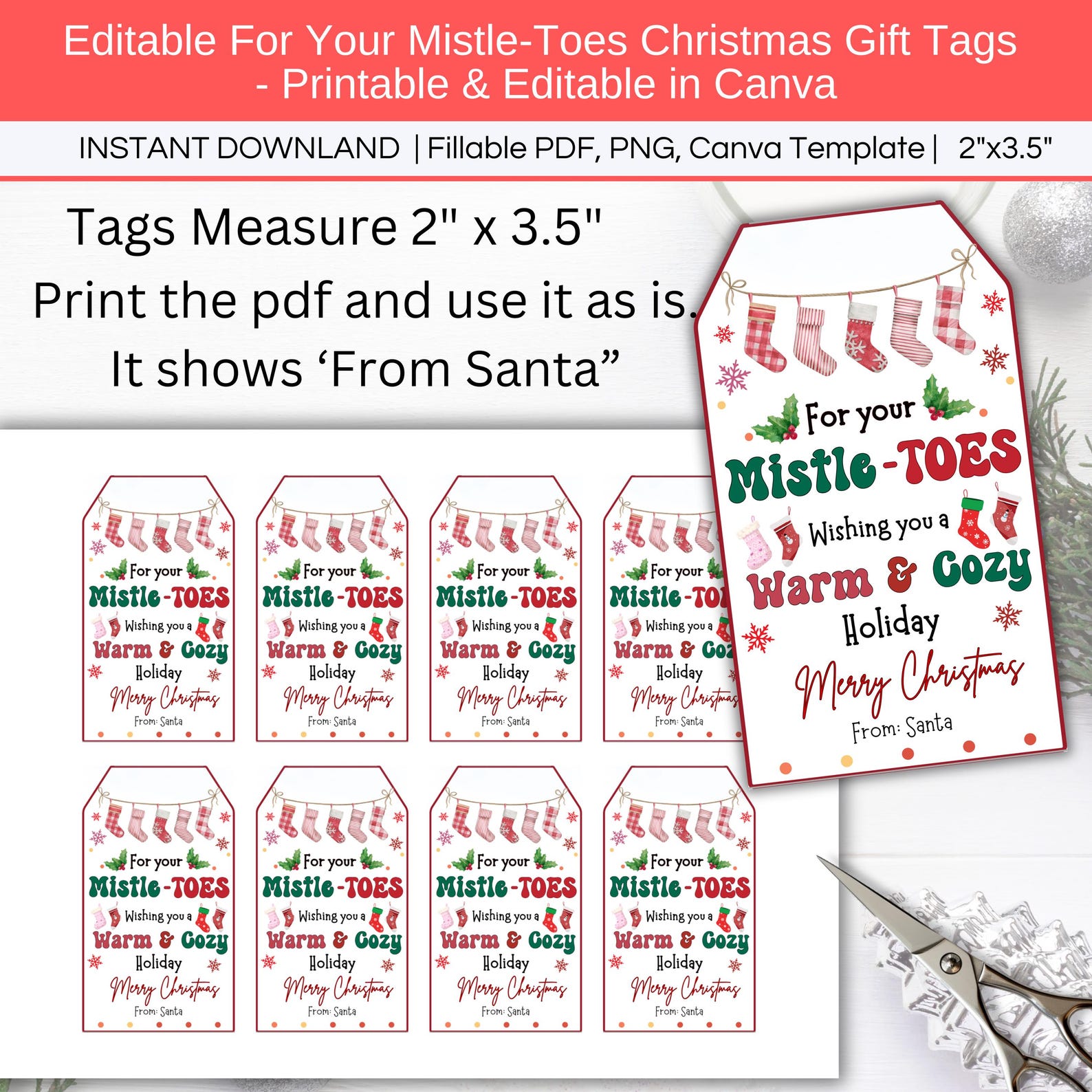 For Your Mistletoes Gift Tag, Christmas Fuzzy Cozy Socks Gift Label ...