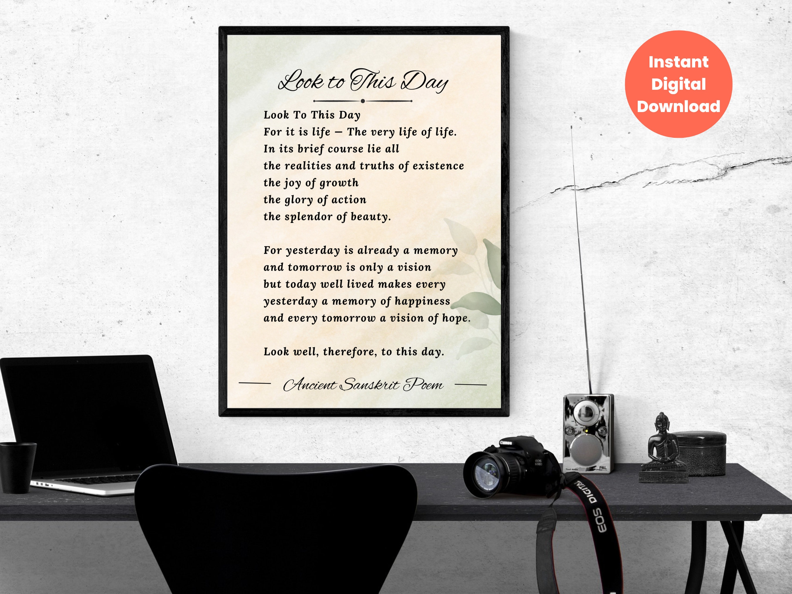 Look to This Day Ancient Sanskrit Poem Inspirational Poem Printable ...
