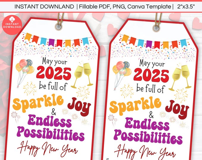 Happy New Year Gift Tag, 2025 New Year Tag, HNY Gift Tags, Teachers ...