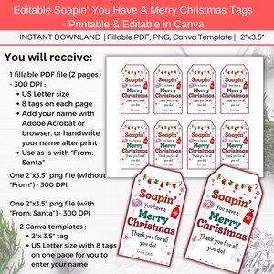 Soapin You Have a Merry Christmas Printable Gift Tag, Handmade Soap ...