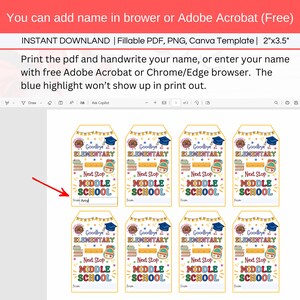 Next Stop Middle School Tag, 5th 6th Grade Graduation Gift Tag, Last ...