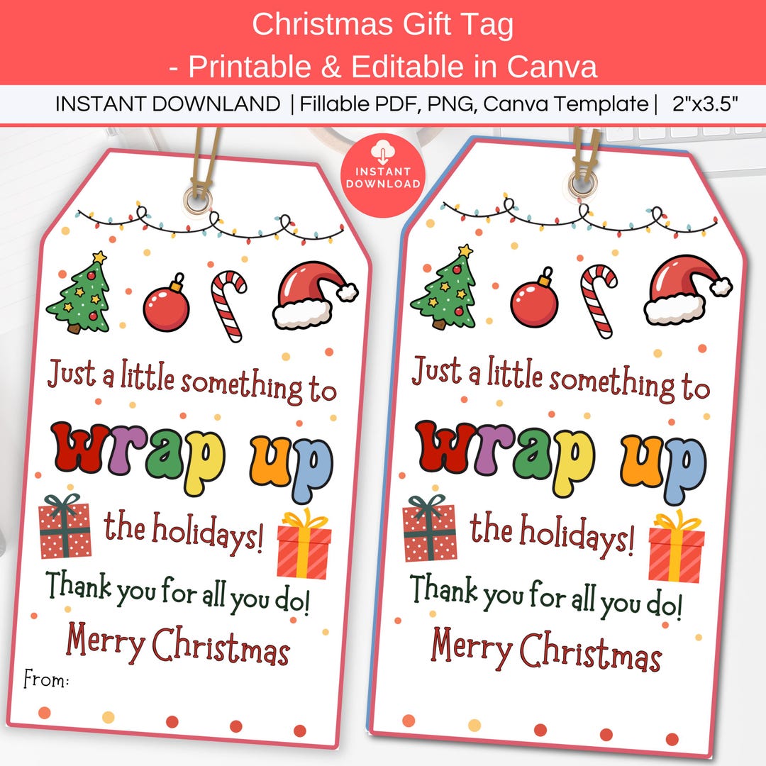 Wrap up the Holidays Printable Gift Tags, Editable Christmas Wrapping ...