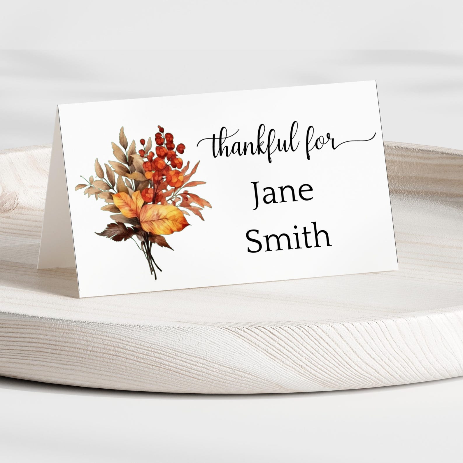 Thanksgiving Place Card Canva Template, Editable Thank You Place Card ...