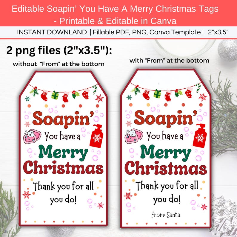 Soapin You Have a Merry Christmas Printable Gift Tag, Handmade Soap ...