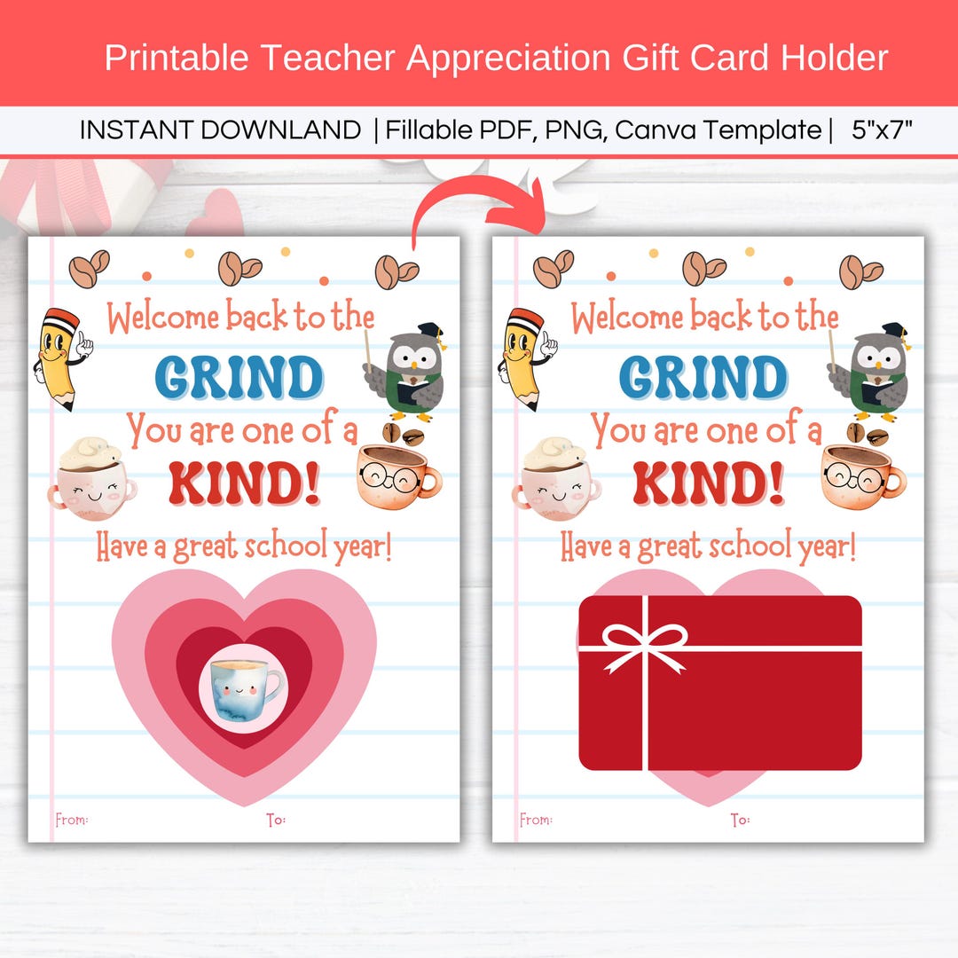 Welcome Back to the Grind Printable Gift Card Holder, Editable First ...
