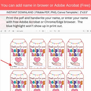 Thank You for Your Helping Hands Gift Tag, Coworker Volunteer Staff ...