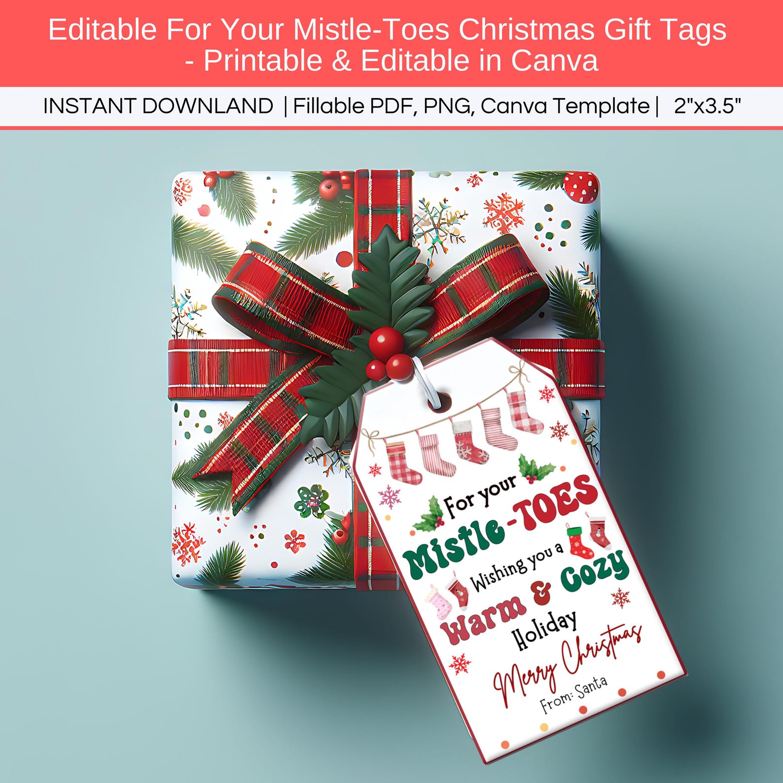 For Your Mistletoes Gift Tag, Christmas Fuzzy Cozy Socks Gift Label ...