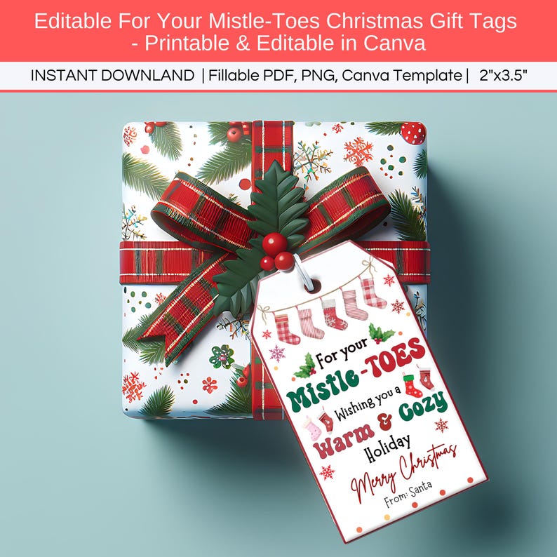 For Your Mistletoes Gift Tag, Christmas Fuzzy Cozy Socks Gift Label ...