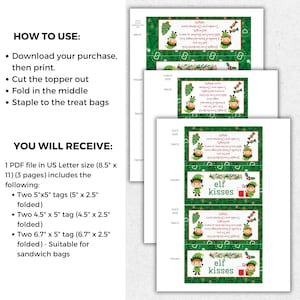 Elf Kisses Treat Bag Tag Topper Printable, Elf Kisses Label, Winter ...