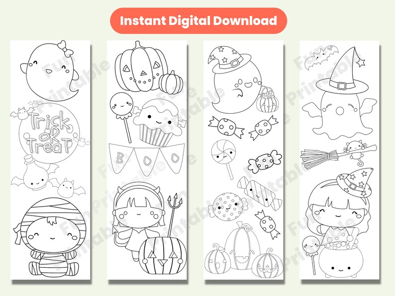12 Printable Halloween Bookmarks for Kids to Color, Halloween Bookmarks ...
