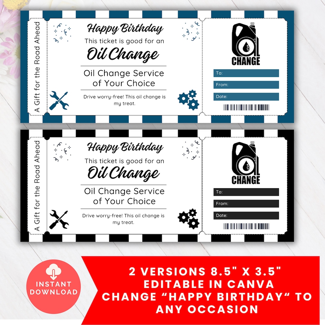 Oil Change Coupon Template Editable, Car Service Maintenance Voucher ...