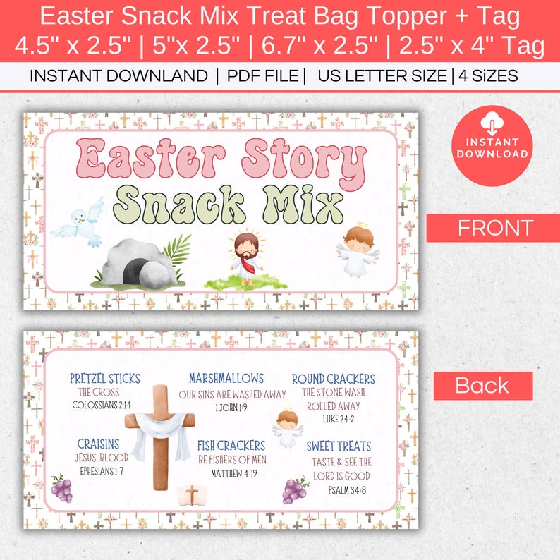 Easter Story Snack Mix Tag Treat Bag Topper Printable, Holy Week Kids ...