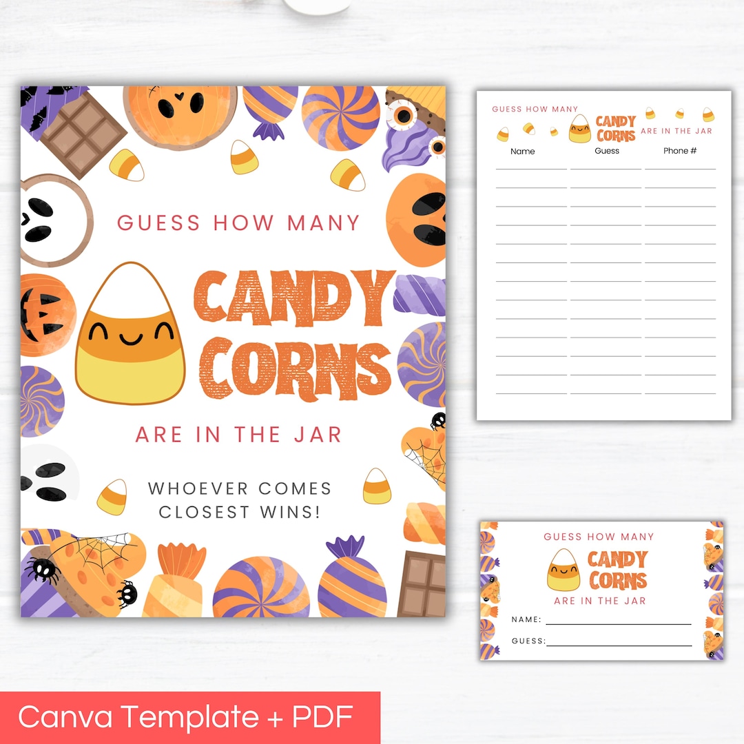Halloween Candy Corn Guessing Game Printable Sign, Answer Card ...