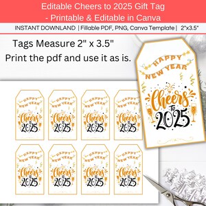 Happy New Year 2025 Favor Tags Printable, Cheers to 2025 Gift Tag ...