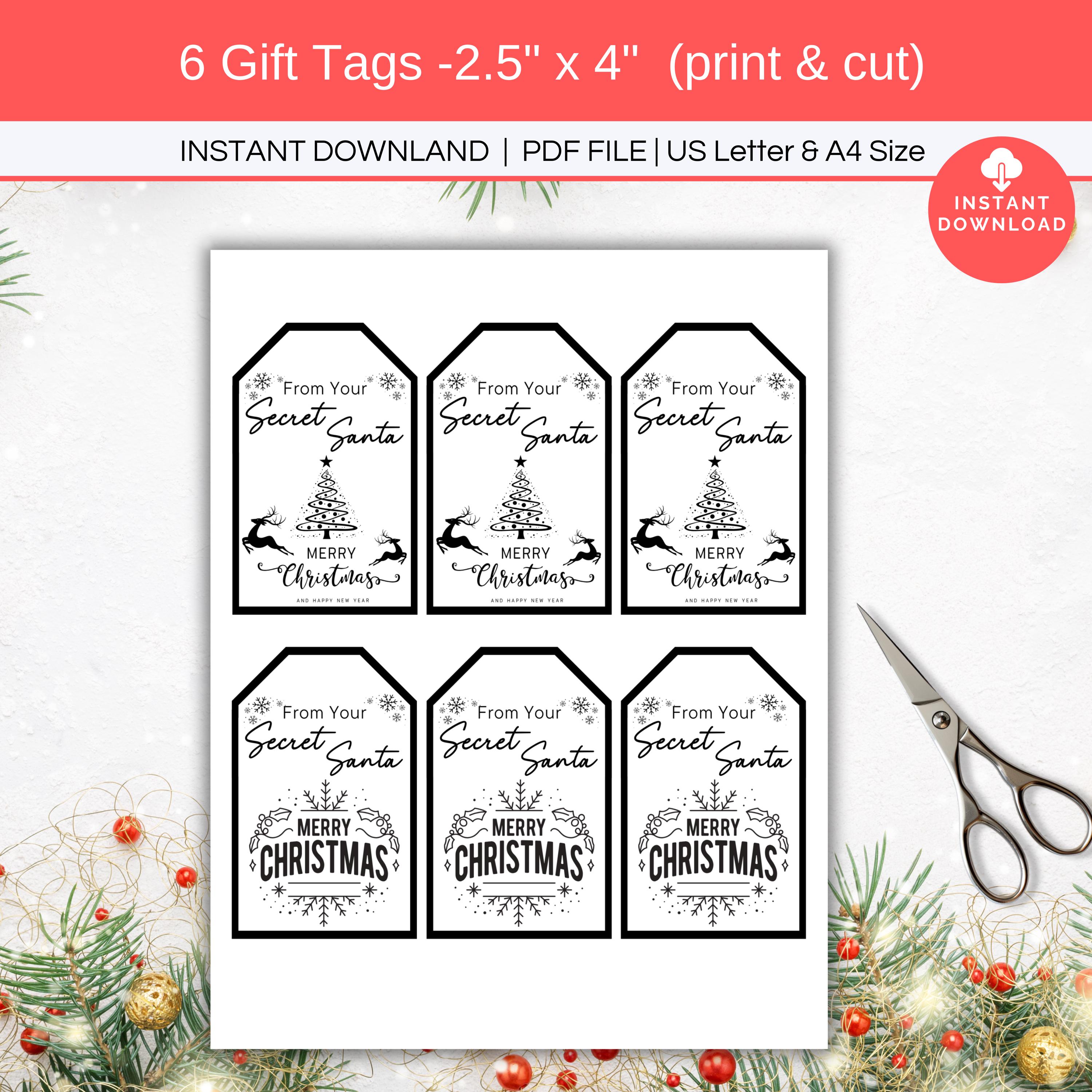 Secret Santa Questionnaire Printable Bundle, Secret Santa Gift Tags ...
