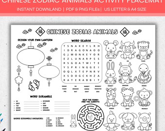 Chinese New Year Printable Activity Placemat - Etsy