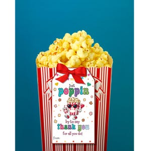Popcorn Gift Tag Teacher Appreciation, Printable Thank You Employee ...