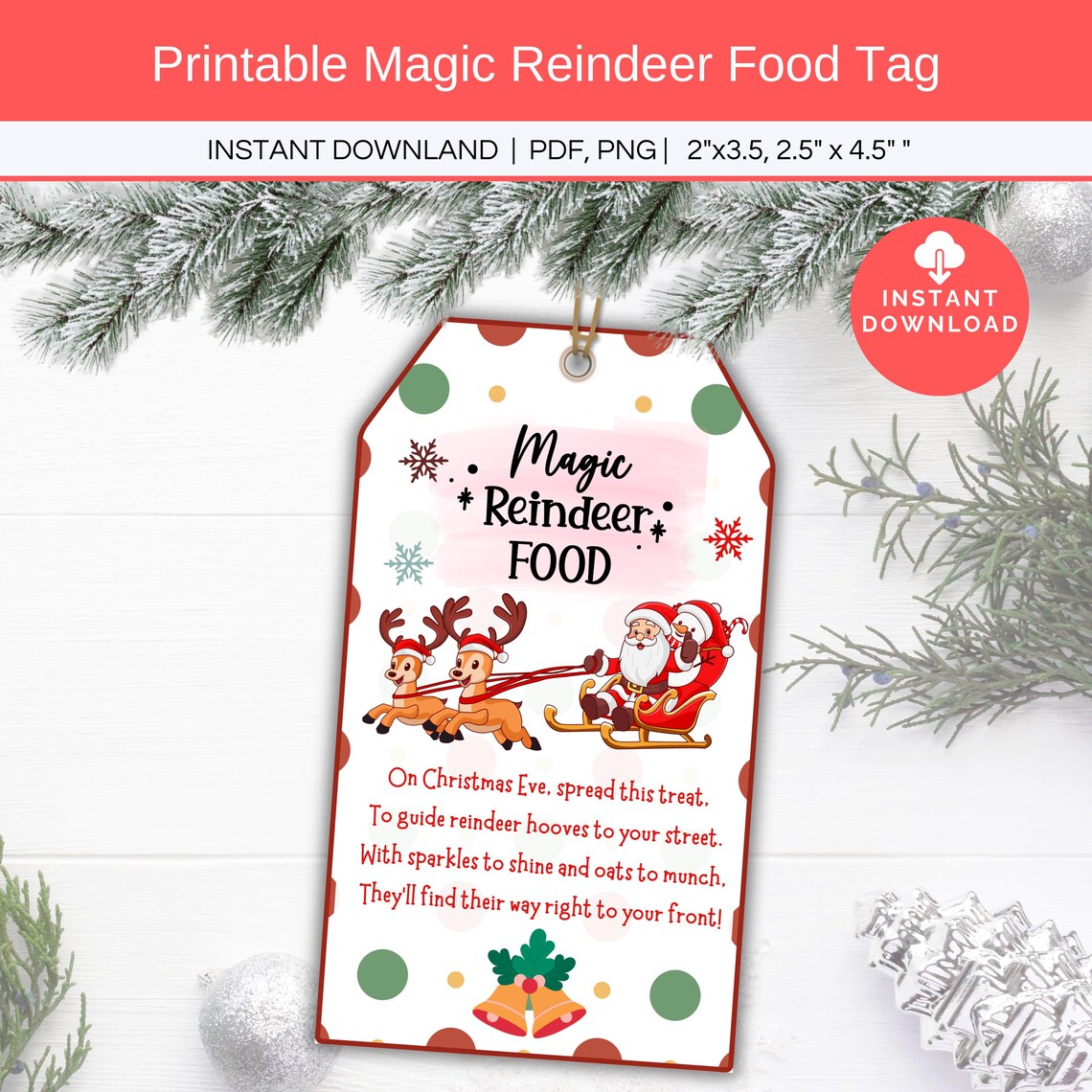Magical Reindeer Food Tags Printable, Reindeer Food Card, Magic ...