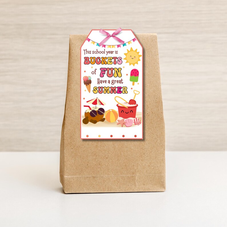 End of Year Gift Tag for Sand Bucket of Fun Printable, Editable Summer ...