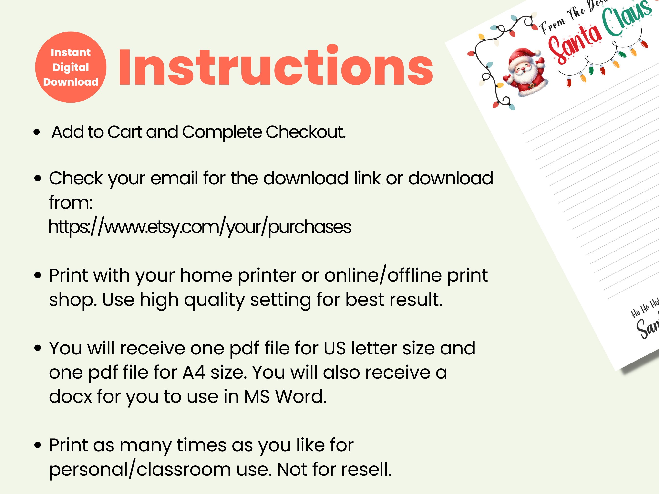 Printable Editable Letter From Santa Stationery Digital - Etsy