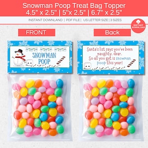 Reindeer Poop, Snowman Poop, Reindeer Poop Treat Bag Toppers, Reindeer ...