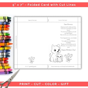 Printable Mother's Day Coloring Card With Poem, Mother's Day Poem, DIY ...