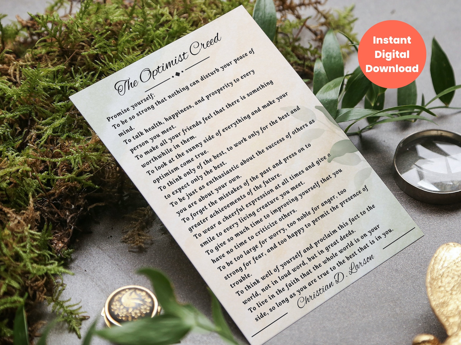 The Optimist Creed Promise Yourself by Christian D. Larson ...