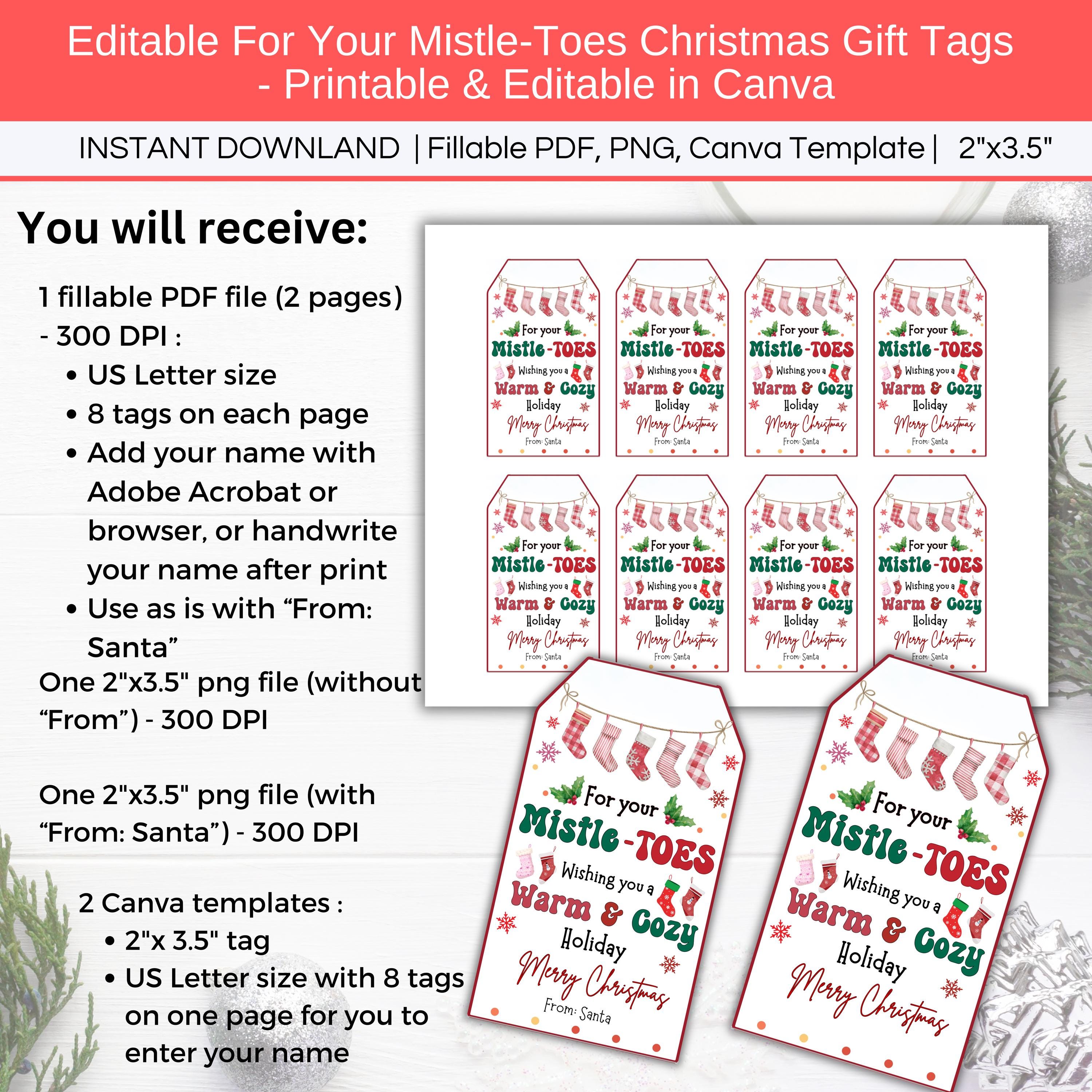 For Your Mistletoes Gift Tag, Christmas Fuzzy Cozy Socks Gift Label ...