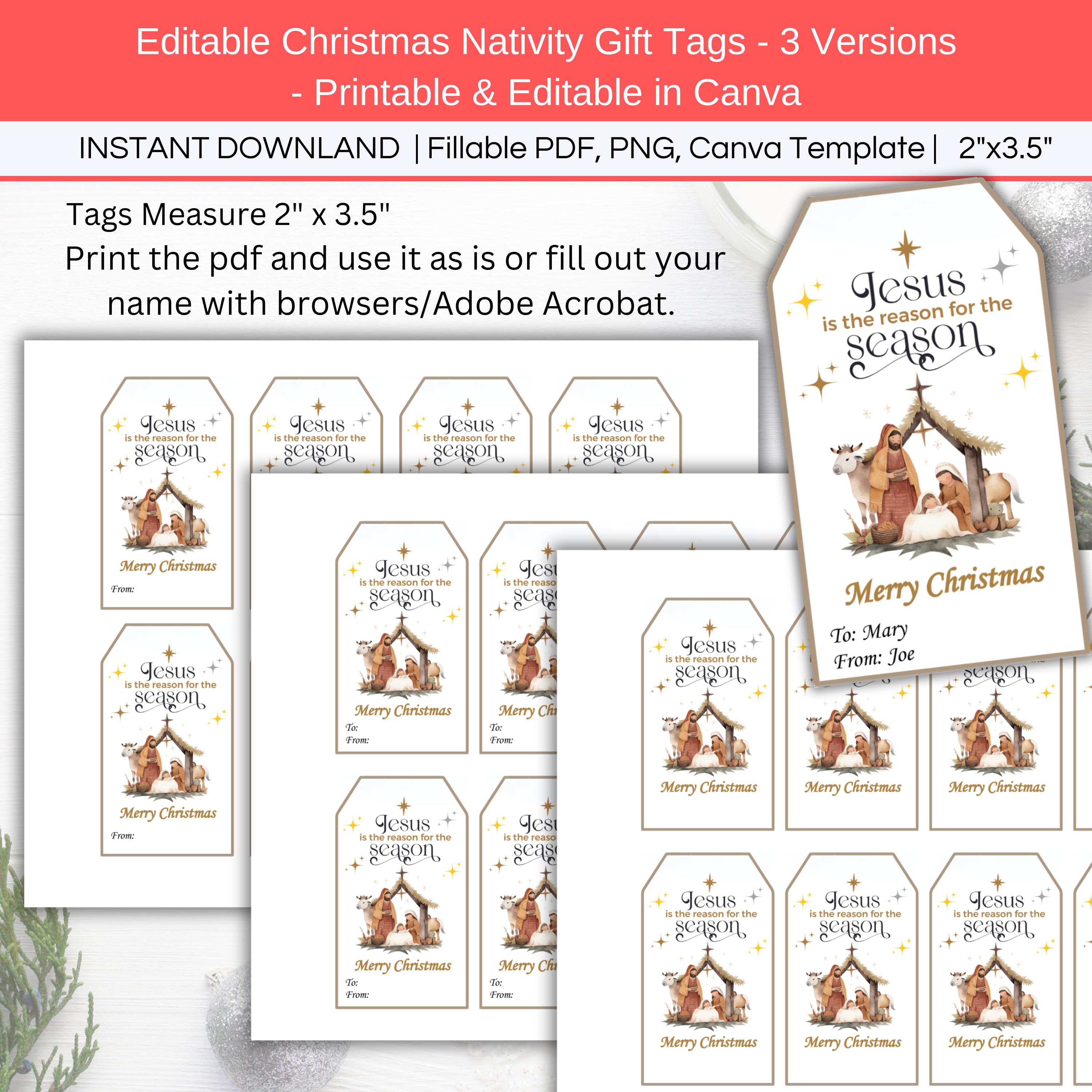Jesus is the Reason for the Season Printable Gift Tag, Christmas ...