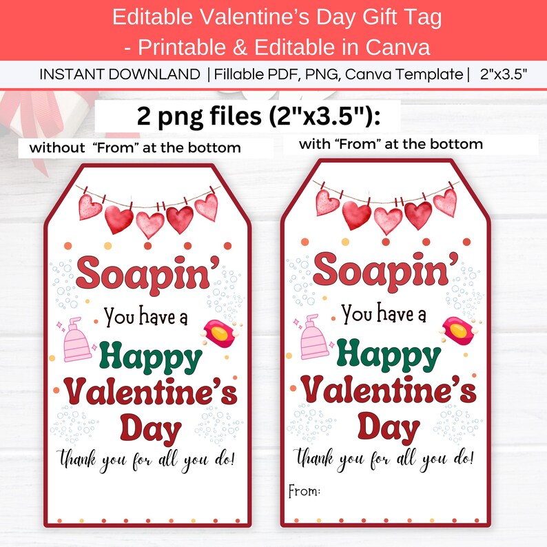 Soapin You Have a Happy Valentine's Day Printable Gift Tag, Handmade ...
